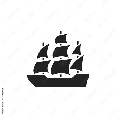 Old Sailing Ship Icon Classic Sea Transport Symbol Stock Vector