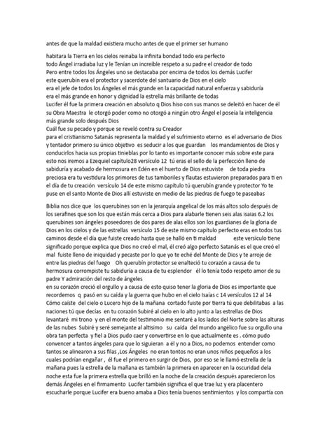 La Caida De Lucifer Pdf Satán Dios