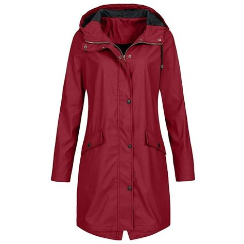 Jacket For Women Zpanxa Womens Solid Color Rain Jacket Outdoor Hooded