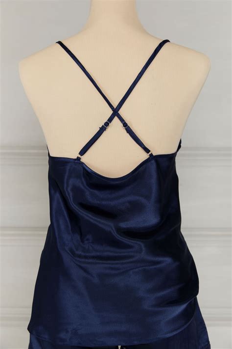Navy Cami Set With Lace Hadiqa London