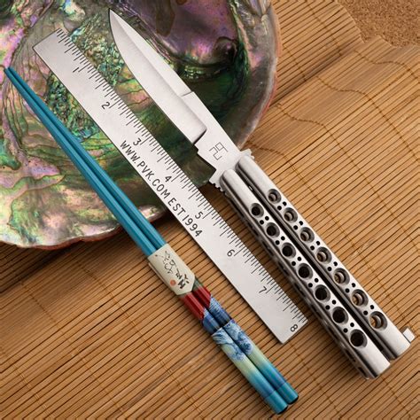 29 Knives Custom 4 Weehawk Balisong Grooved Ramps Skeleton Handles