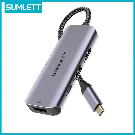 Sumlett USB Type C To HDMI Multiport Adapter USB C Thunderbolt Compatible In Hub With K
