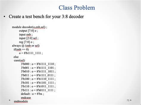 Solved Class Problem Create A Test Bench For Your Chegg