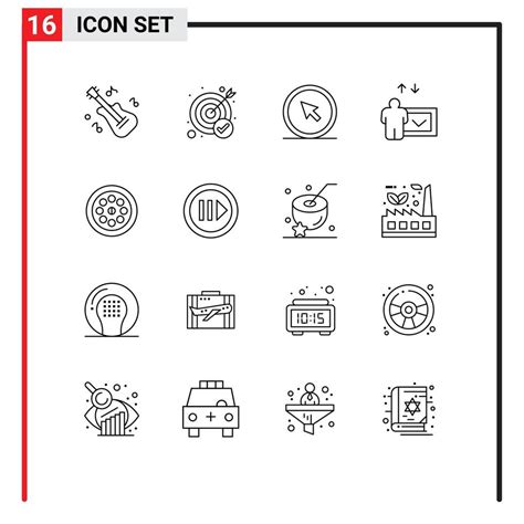 Modern Set Of 16 Outlines Pictograph Of Plumber Extractor Cursor Speech Education Editable