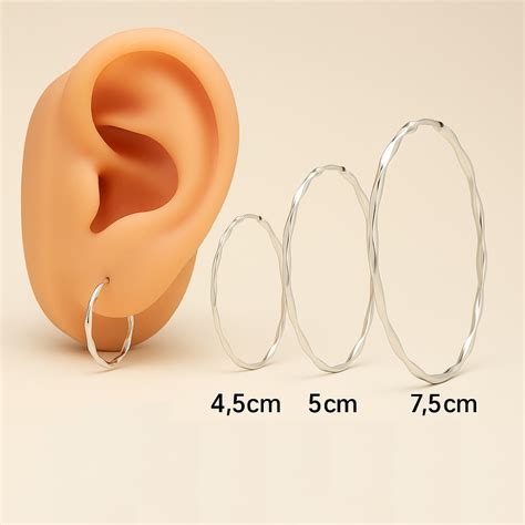 Argolas Grandes De Prata 925 Redonda Fio Ondulado