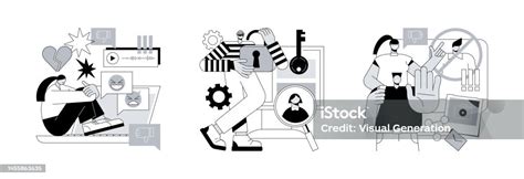 Internet Harassment Abstract Concept Vector Illustrations Stock