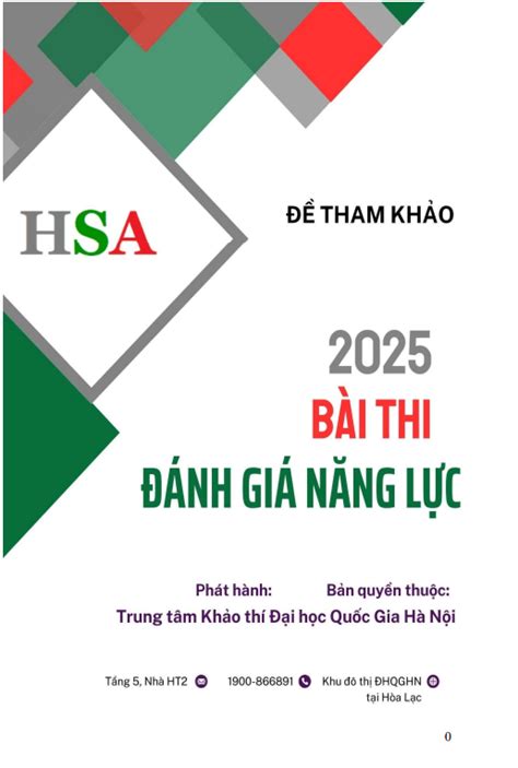 Đề Tham Khảo đánh Giá Năng Lực Môn Toán Năm 2025 Đại Học Quốc Gia Hà