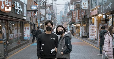 건물 사이에 마스크를 쓰고 있는 두 남자와 여자 사진 Unsplash의 무료 유행 이미지