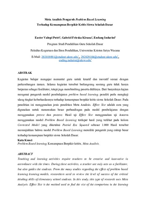 Doc Meta Analisis Pengaruh Problem Based Learning Terhadap Kemampuan