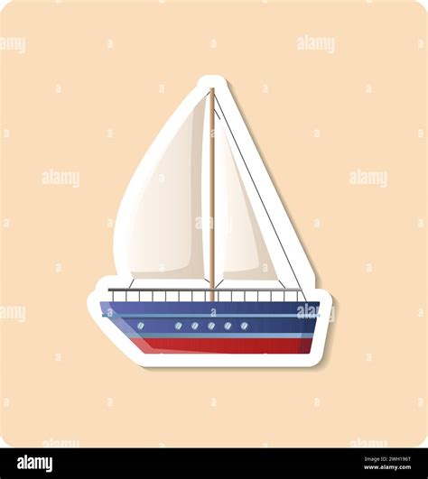 Sailboat Sticker Illustration Boat Sail Mast Water Editable Vector