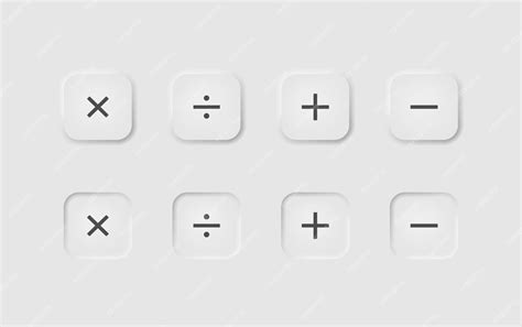 Neumorphism 스타일의 계산기 사각형 버튼 비즈니스 화이트 Ui Ux 계산 기호 수학 회계 인터페이스 경제 플러스