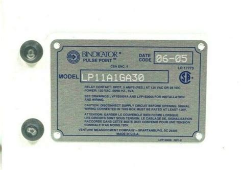 New Bindicator Lp11a1ga30 Level Control Sensor Sb Industrial Supply Inc