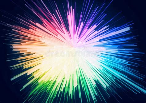 3d Illustration Of Colorful Rays Exploding Stock Illustration
