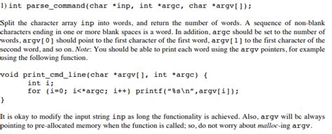 Int Parse Command Char Inp Int Argc Char Chegg