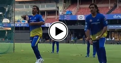 Ms Dhoni Shows Off His Bowling Skills Ahead Of Ipl 2024 Clash Against Rcb