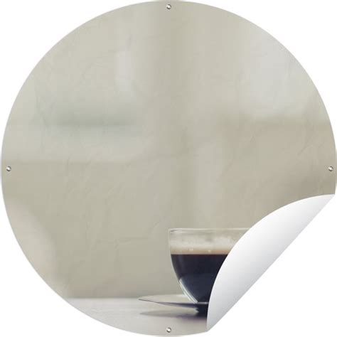 Tuincirkel Espresso In Glazen Kop 90x90 Cm Ronde Tuinposter