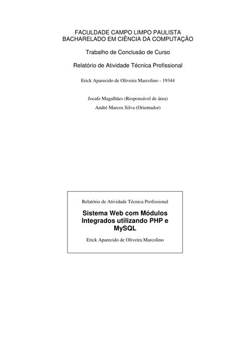 Pdf Sistema Web Com Módulos Integrados Utilizando Php E Mysql