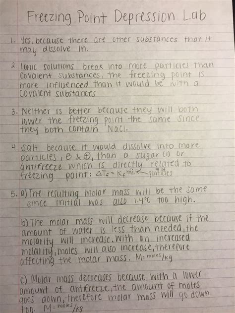 Freezing Point Depression Lab Rileigh Robertson