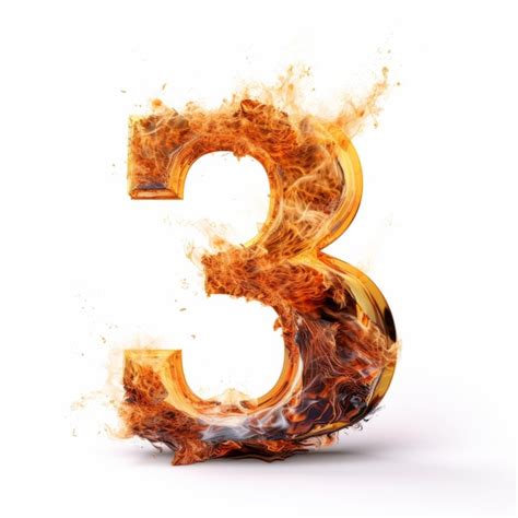 Flaming Number Three A Fiery 3d Image With Strong Emotional Impact Premium Ai Generated Image