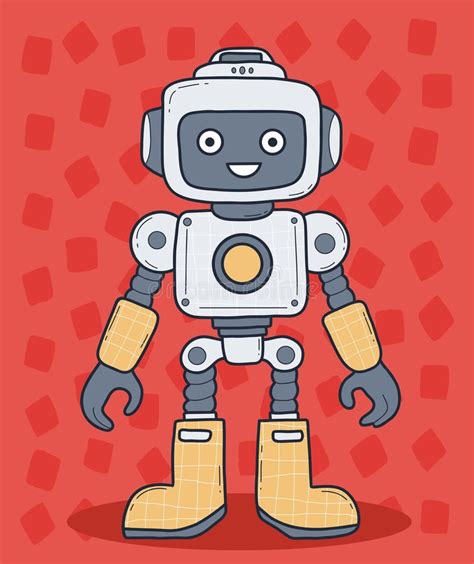Futuristic Happy Robot Virtual Assistant Mascot Vector Illustration Technology Avatar
