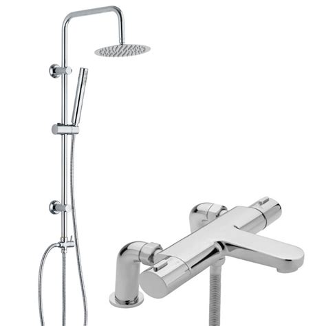 Jasmine Chrome Deck Mounted Thermostatic Bath Shower Mixer Tap And 3 Way