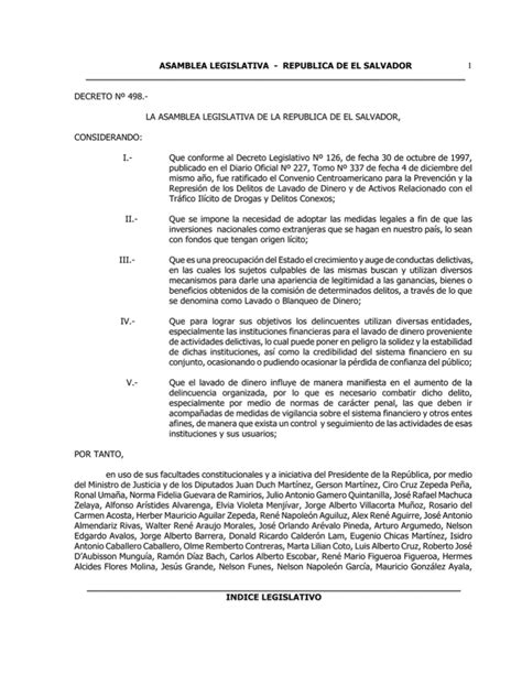 Ley Contra El Lavado De Dinero Y De Activos