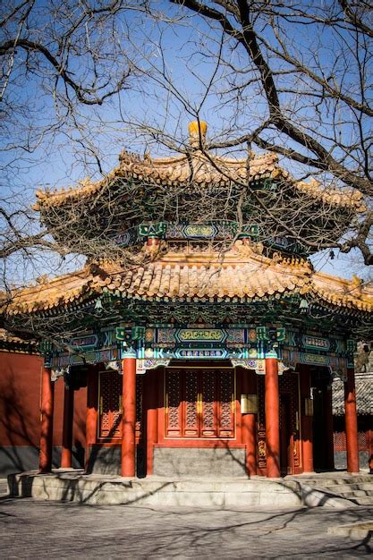 Patio Del Templo De Lama En Pekín China Foto Premium