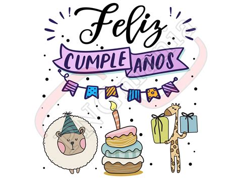 Feliz Cumpleaños Happy Birthday Spanish Digital Art SVG Etsy