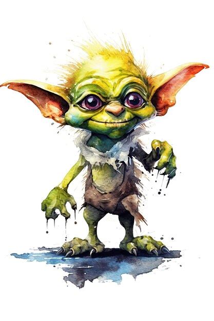Premium Ai Image Goblin Nymph Watercolor Clipart Cute Isolated On