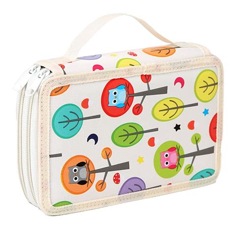 Portable Colored Slots Pencil Case Organizer With Printing Pattern