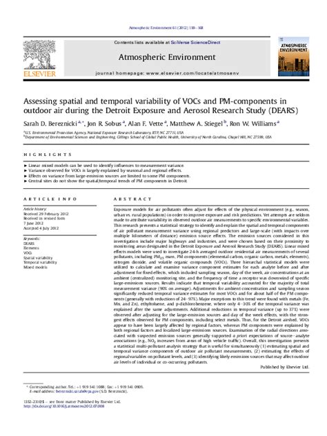 Pdf Assessing The Spatial And Temporal Variability Of Fine