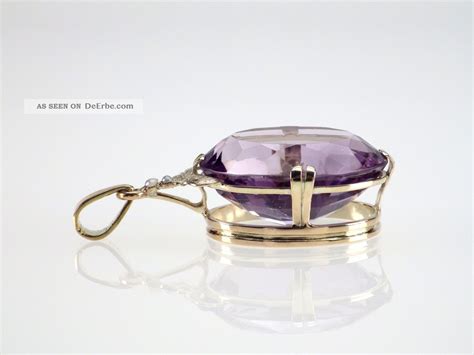 Art Deco Damen 585 14k Gelbgold 20 Ct Amethyst Orient Perle Ketten Anhänger