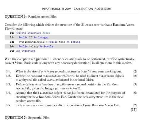 Informatics 1b 2019 Examination November Question