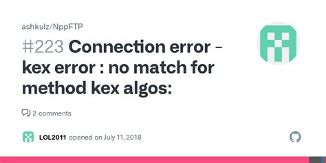 Connection Error Kex Error No Match For Method Kex Algos · Issue