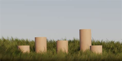 3d 배경 베이지 색 연단 디스플레이 세트 태양 빛과 그림자 녹색 잔디 필드입니다 화장품 미용 제품 프로모션 자연 받침대 여름 풍경 모형 추상 3d 렌더링 일러스트레이션 0