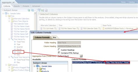 obiee 10g 11g period to period comparison with the ago function