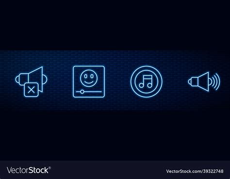 Set Line Music Note Tone Speaker Mute Player Vector Image