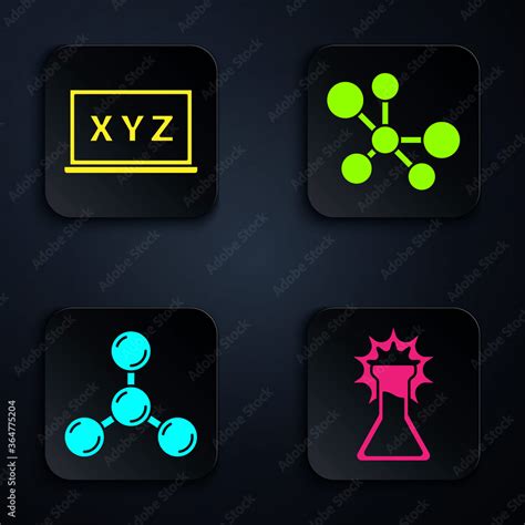 Set Test Tube And Flask Xyz Coordinate System Molecule And Molecule