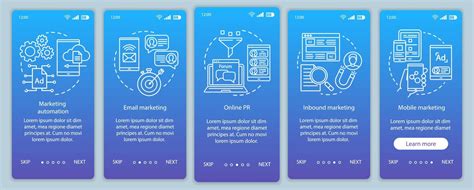 Digital Marketing Tactics Blue Onboarding Mobile App Page Screen Vector Template Advertising