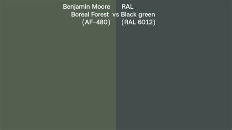 Benjamin Moore Boreal Forest AF 480 Vs RAL Black Green RAL 6012
