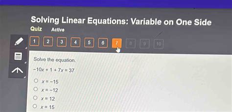 Solved Solving Linear Equations Variable On One Side Quiz Active 1 2
