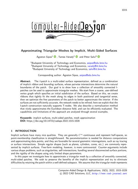 Pdf Approximating Triangular Meshes By Implicit Multi Sided Surfaces