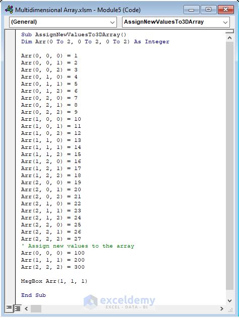 Excel Vba Multidimensional Array For Assigning Values 6 Ways