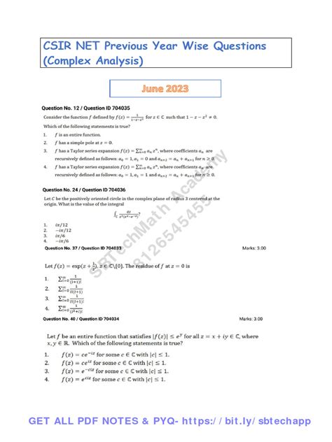 complex analysis pyq net pdf