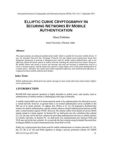 Elliptic Curve Cryptography In Securing Networks By Mobile