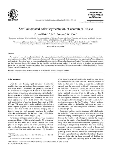 Pdf Semi Automated Color Segmentation Of Anatomical Tissue