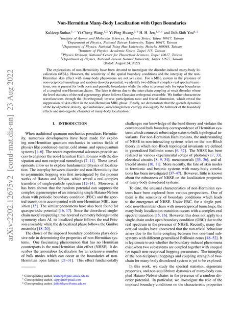 Pdf Non Hermitian Many Body Localization With Open Boundaries