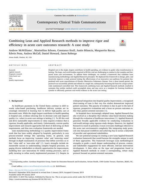 Pdf Combining Lean And Applied Research Methods To Improve Rigor And