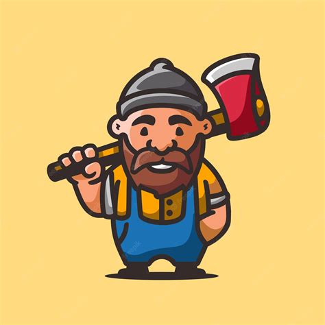 Premium Vector Lumberjack Cartoon Character Mascot Flat Design Style