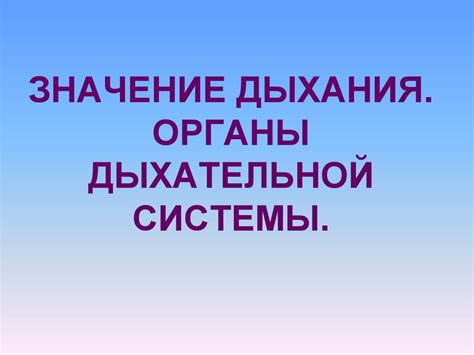 Значение дыхания Органы дыхательной системы презентация онлайн